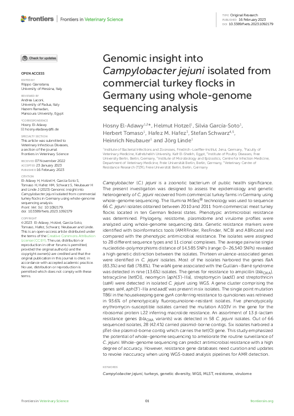 (PDF) Genomic insight into Campylobacter jejuni isolated from ...