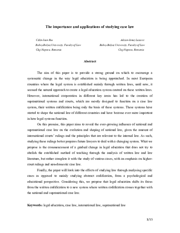 (PDF) The importance and applications of studying case law