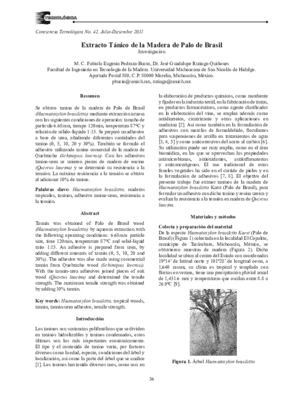 (PDF) Extracto Tánico de la Madera de Palo de Brasil