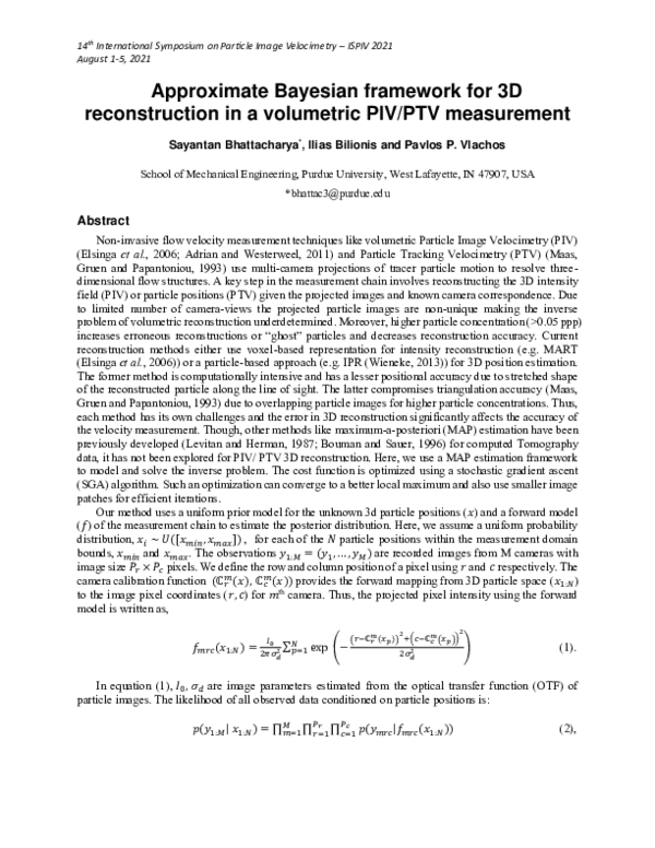 (PDF) Approximate Bayesian framework for 3D reconstruction in a ...
