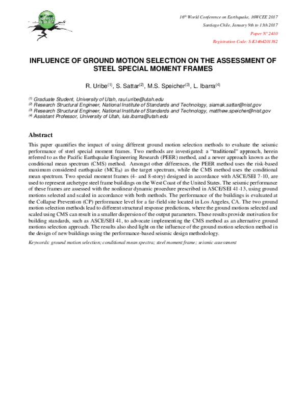 (PDF) Influence of ground motion selection on the assessment of a steel ...