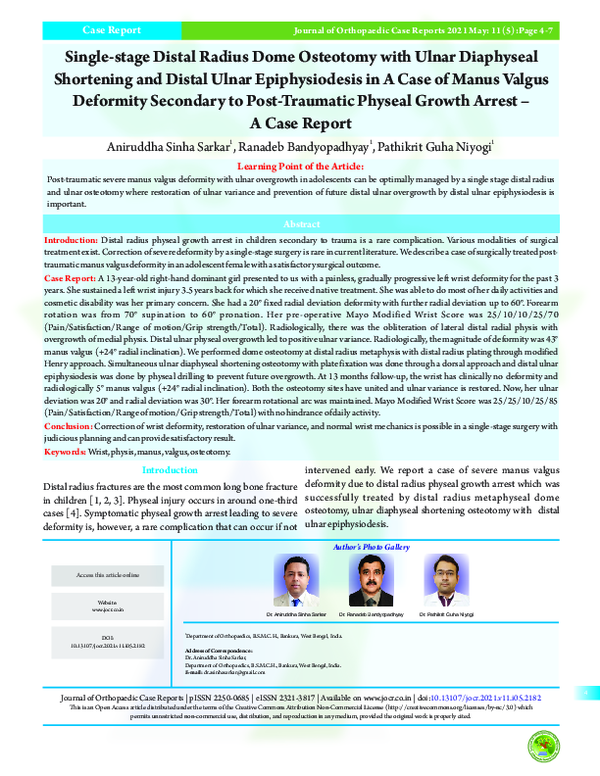 (PDF) Single-stage Distal Radius Dome Osteotomy with Ulnar Diaphyseal ...
