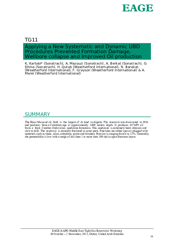 (PDF) Applying a New Systematic and Dynamic UBD Procedures Prevented Formation Damage, Wellbore ...