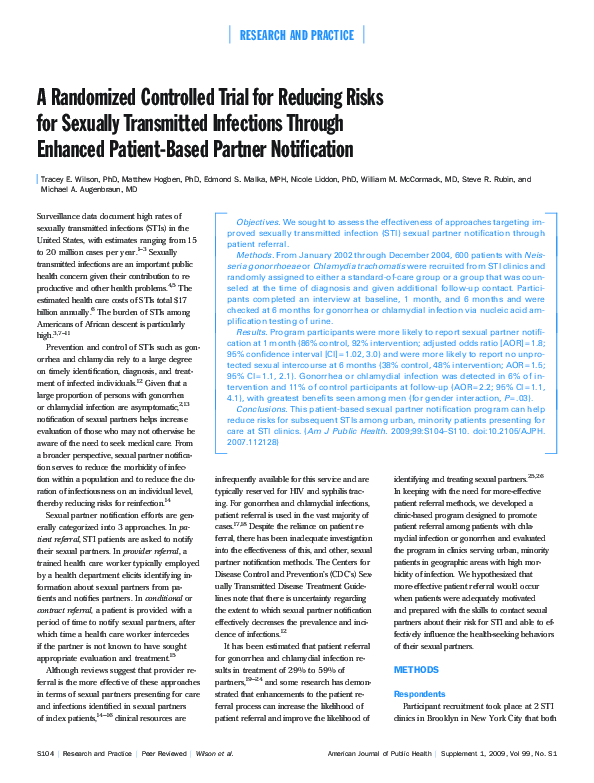 (PDF) A Randomized Controlled Trial for Reducing Risks for Sexually ...