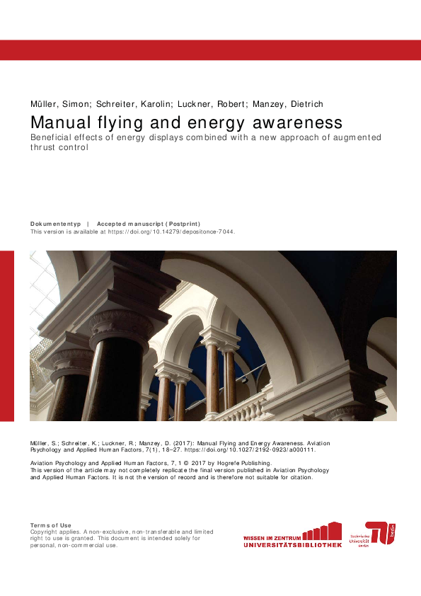 (PDF) Manual Flying and Energy Awareness