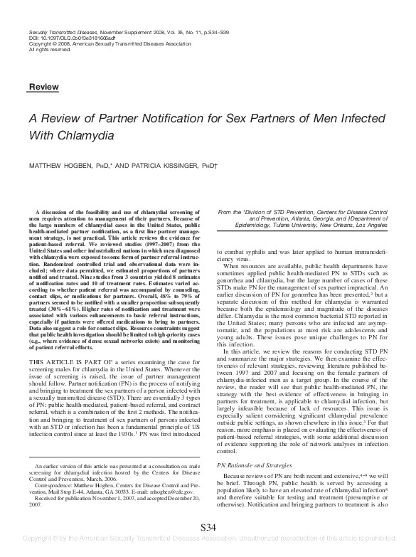 (PDF) A Review of Partner Notification for Sex Partners of Men Infected ...