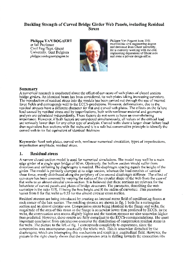 (PDF) Buckling strength of curved bridge girder web panels, including ...