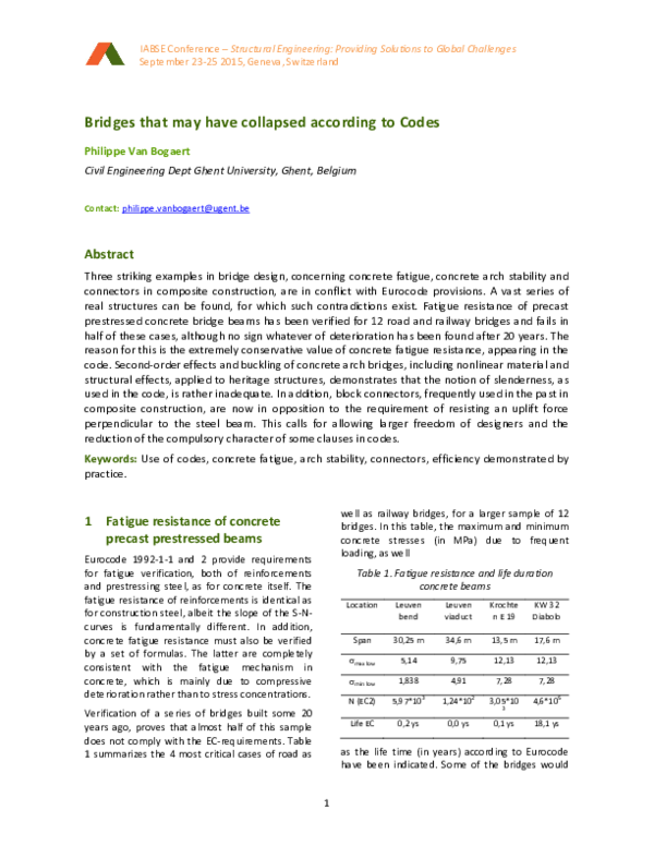 (PDF) Bridges that may have collapsed according to codes