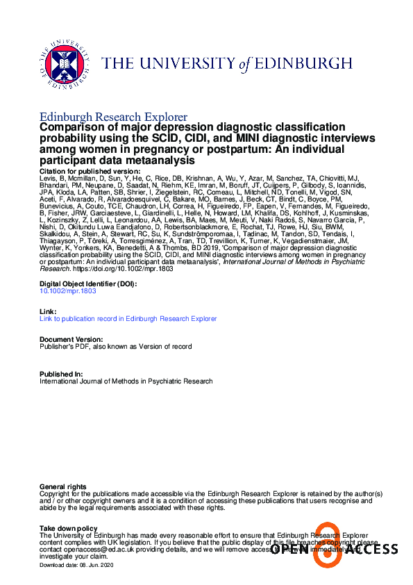 (PDF) Comparison of major depression diagnostic classification ...