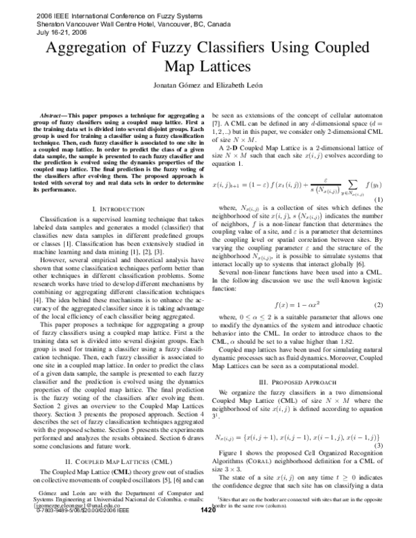 (PDF) Aggregation of Fuzzy Classifiers Using Coupled Map Lattices