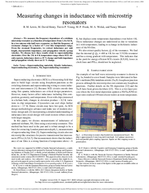 (PDF) Measuring Changes in Inductance With Microstrip Resonators