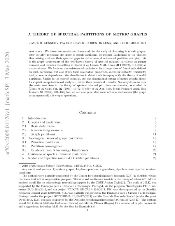 (PDF) A theory of spectral partitions of metric graphs