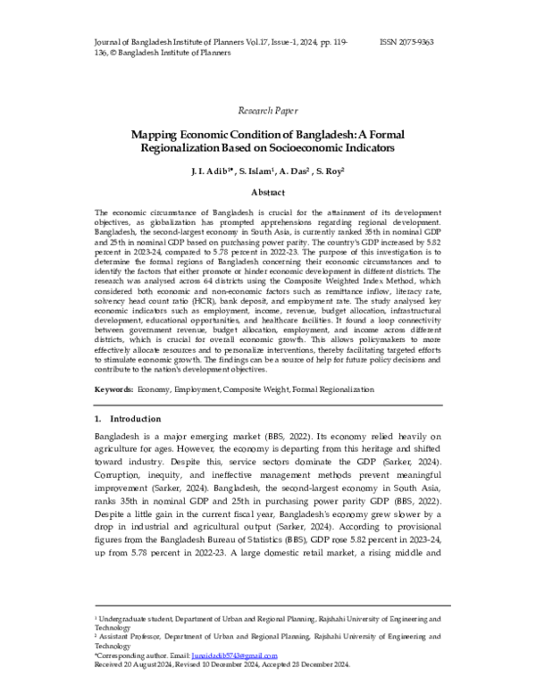 (PDF) Mapping Economic Condition of Bangladesh: A Formal ...