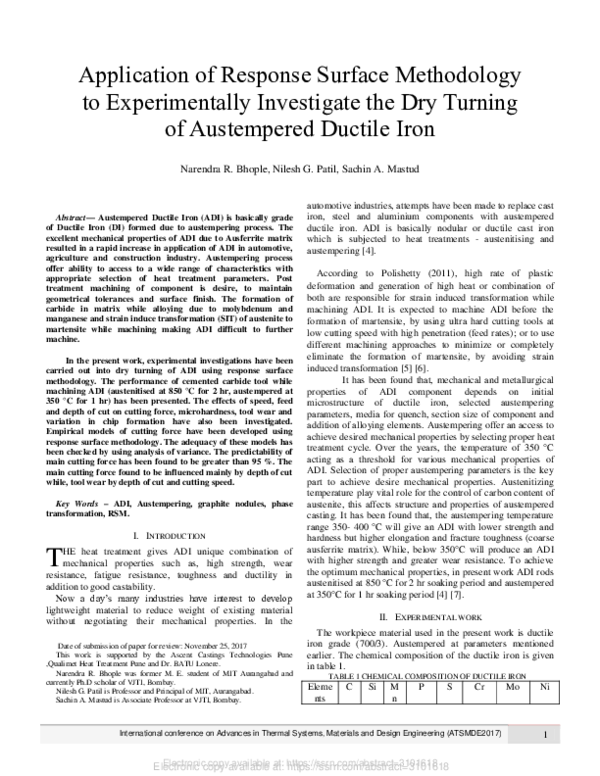 (PDF) Application of Response Surface Methodology