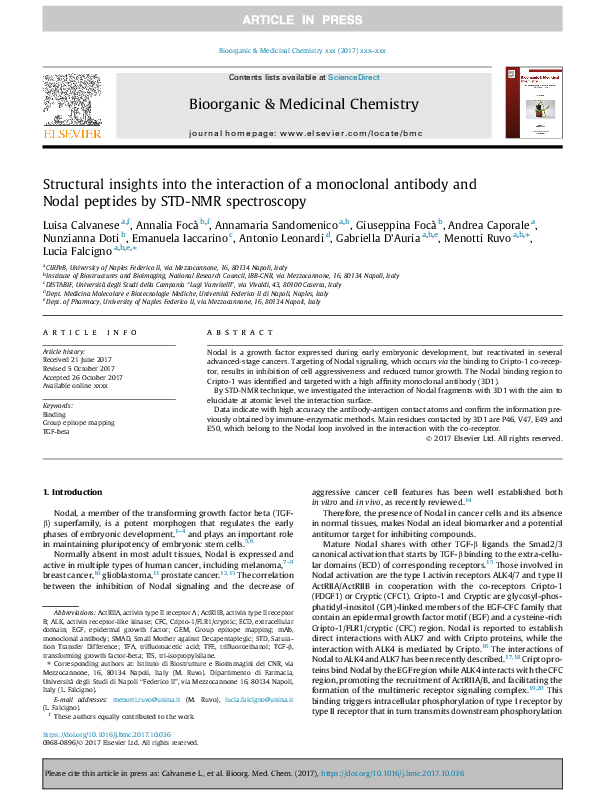 (PDF) Structural insights into the interaction of a monoclonal antibody and Nodal peptides by ...