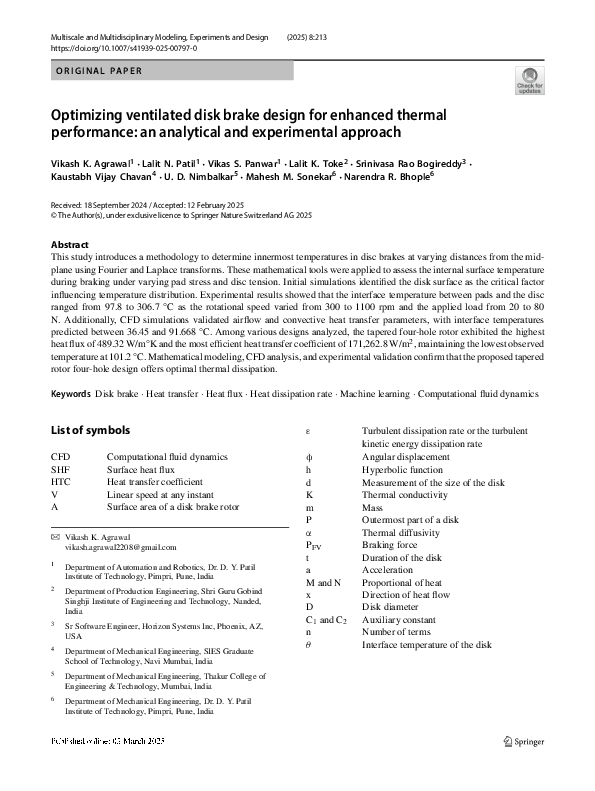 (PDF) Optimizing ventilated disk brake design for enhanced thermal ...