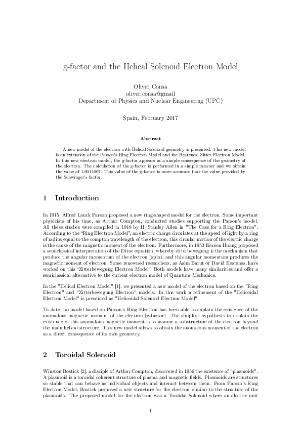 (PDF) G-Factor and the Helical Solenoid Electron Model