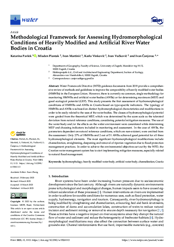 (PDF) Methodological Framework for Assessing Hydromorphological Conditions of Heavily Modified ...