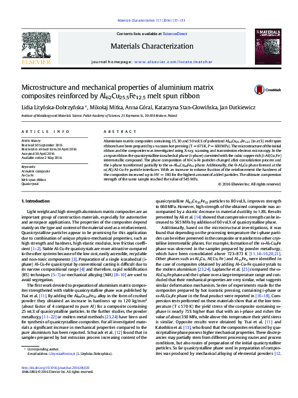 (PDF) Microstructure and Mechanical Properties of Al Based Composite ...
