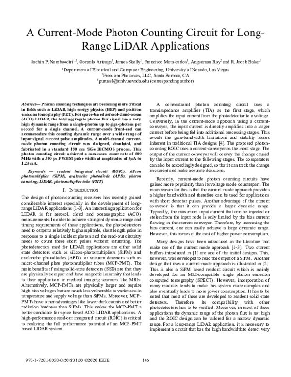 (PDF) A Current-Mode Photon Counting Circuit for Long- Range LiDAR ...