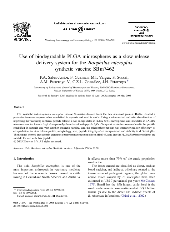(PDF) Use of biodegradable PLGA microspheres as a slow release delivery ...