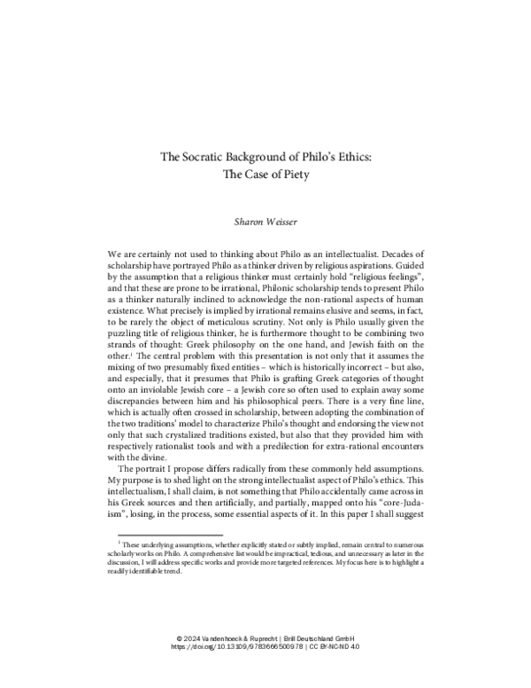 (PDF) The Socratic Background of Philo's Ethics: The Case of Piety