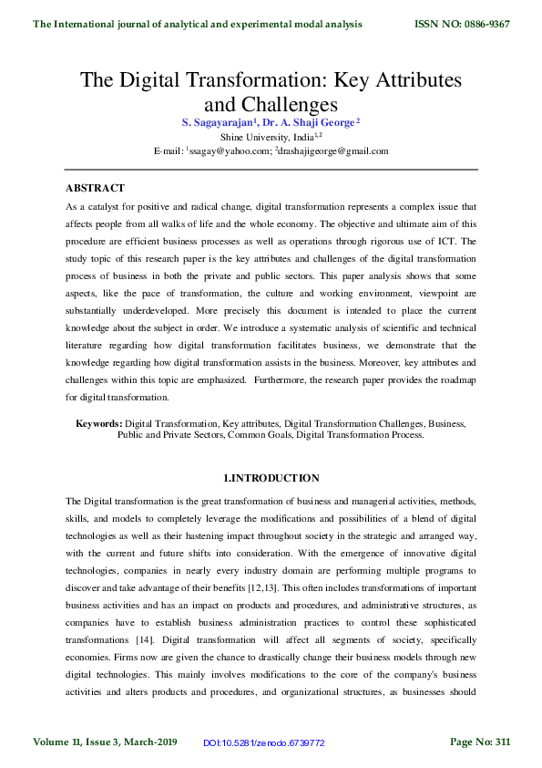 (PDF) The Digital Transformation: Key Attributes and Challenges