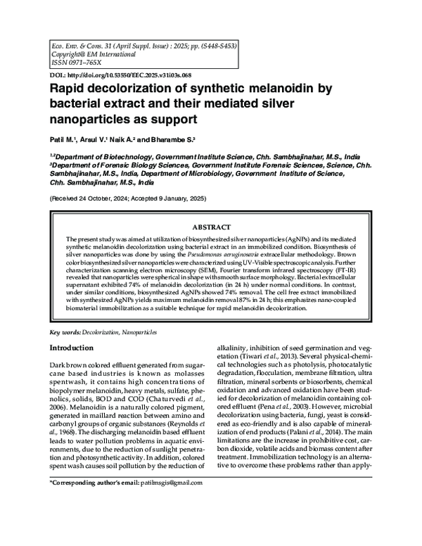 (PDF) Rapid decolorization of synthetic melanoidin by bacterial extract ...