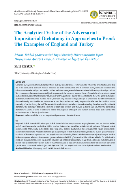 (PDF) The Analytical Value of the Adversarial-Inquisitorial Dichotomy ...