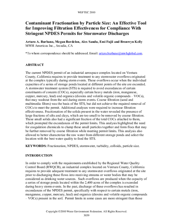 (PDF) Contaminant Fractionation by Particle Size: An Effective Tool for ...