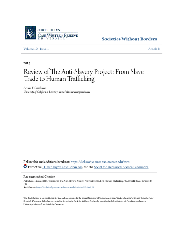 (PDF) Review of The Anti-Slavery Project: From Slave Trade to Human ...