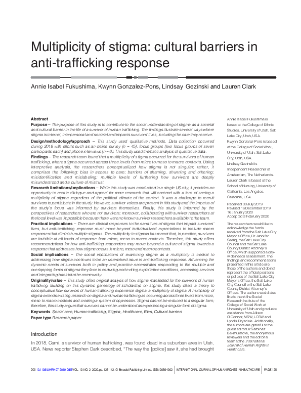 (PDF) Multiplicity of stigma: cultural barriers in anti-trafficking ...