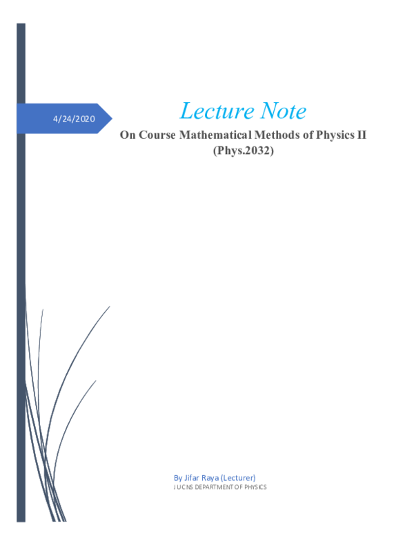 Pdf Mathematical Methods Of Physics Ii
