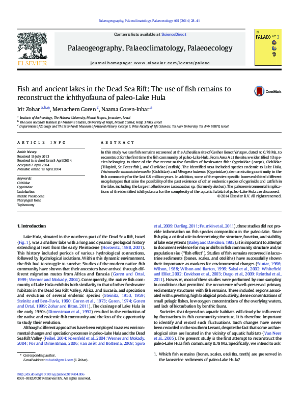 (PDF) Fish and ancient lakes in the Dead Sea Rift: The use of fish ...