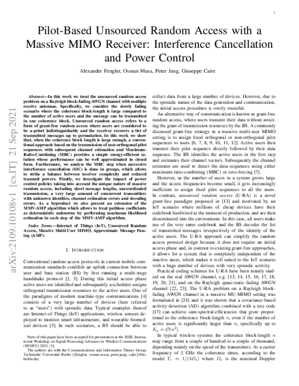 (PDF) Pilot-Based Unsourced Random Access with a Massive MIMO Receiver: Interference ...