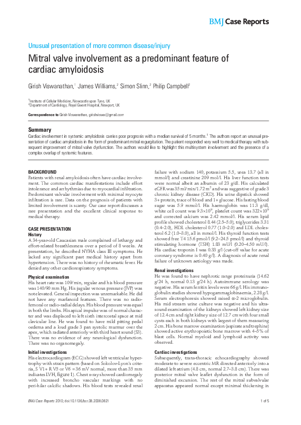 (PDF) Mitral valve involvement as a predominant feature of cardiac ...