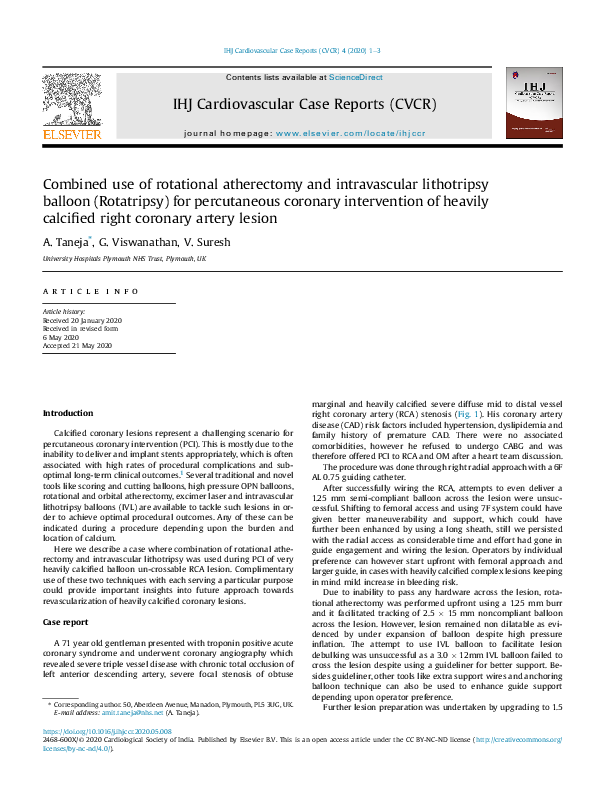(PDF) Combined use of rotational atherectomy and intravascular ...