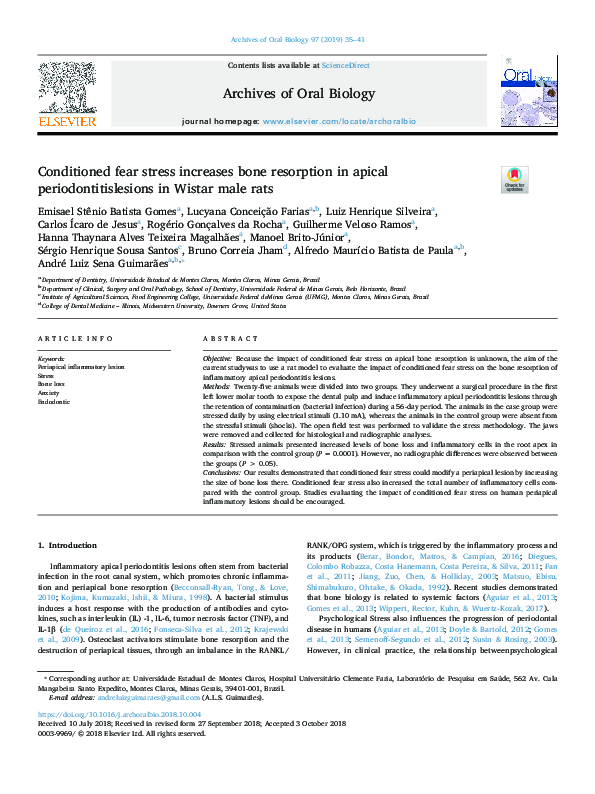 (PDF) Conditioned fear stress increases bone resorption in apical ...