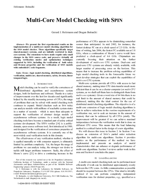 (PDF) Multi-Core Model Checking with SPIN