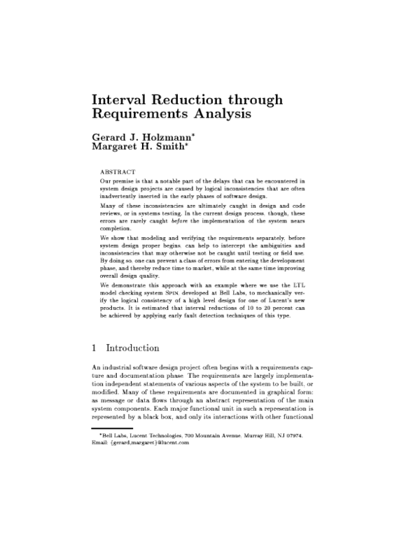 (PDF) Interval reduction through requirements analysis