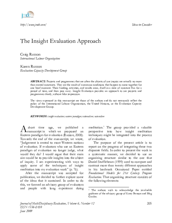 (PDF) The Insight Evaluation Approach