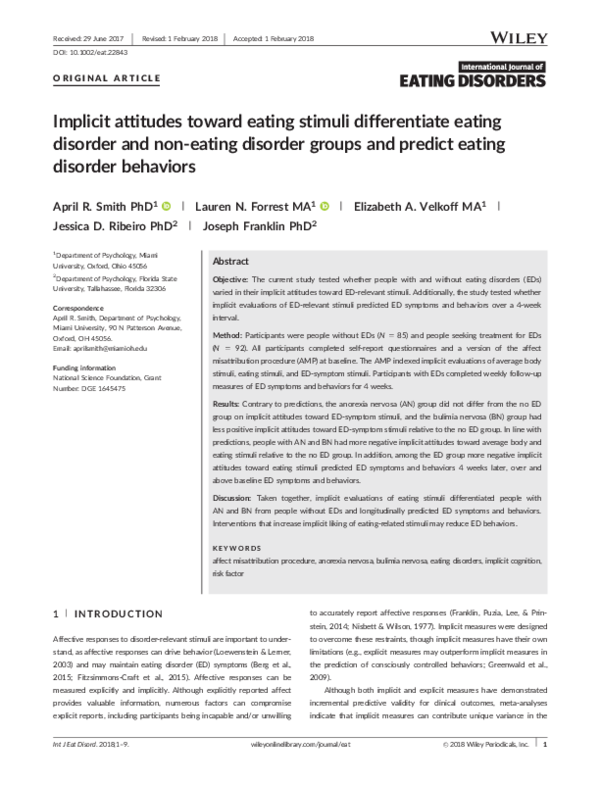 (PDF) Implicit attitudes toward eating stimuli differentiate eating ...