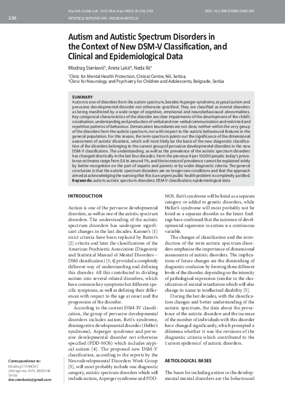 (PDF) Autism and autistic spectrum disorders in the context of new DSM ...