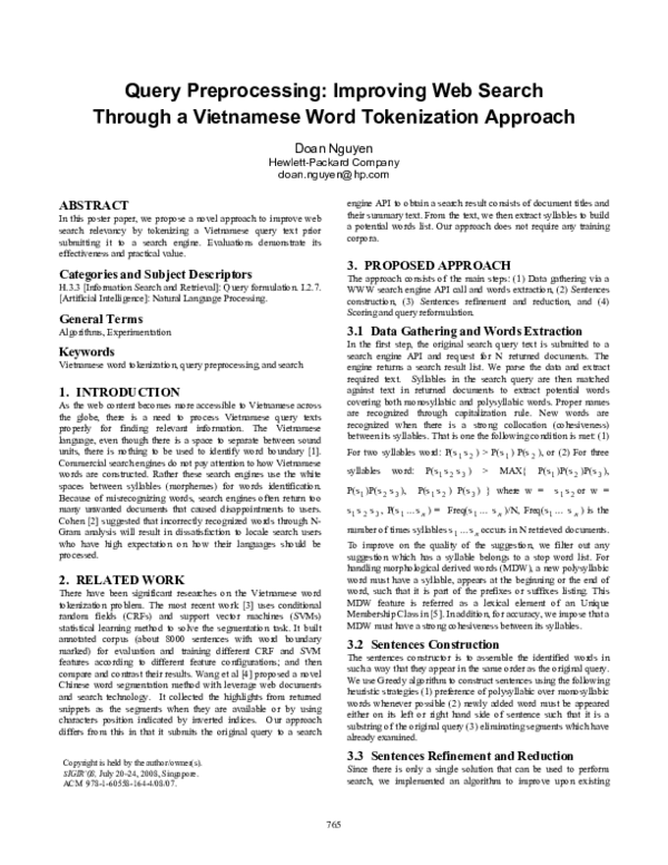 (PDF) Query preprocessing
