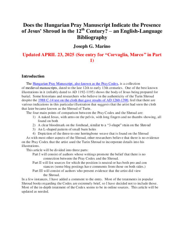 (PDF) Does the Hungarian Pray Manuscript Indicate the Presence of Jesus ...