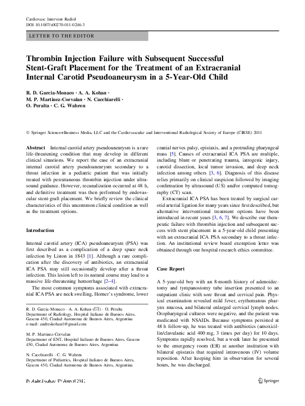 (PDF) Thrombin Injection Failure with Subsequent Successful Stent-Graft ...