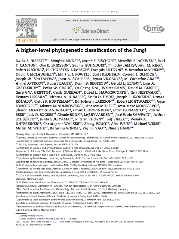 (PDF) A higher-level phylogenetic classification of the Fungi
