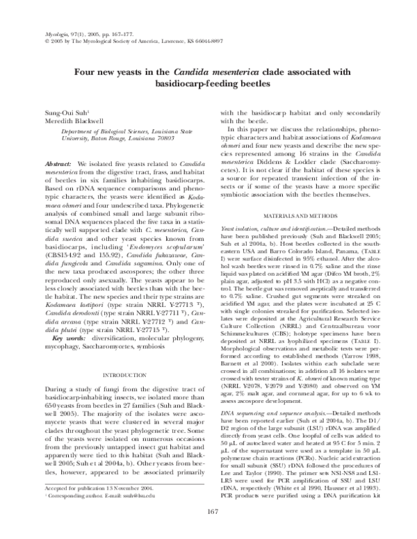 (PDF) Four new yeasts in the Candida mesenterica clade associated with ...