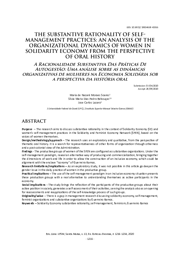 (PDF) The substantive rationality of self-management practices: an ...