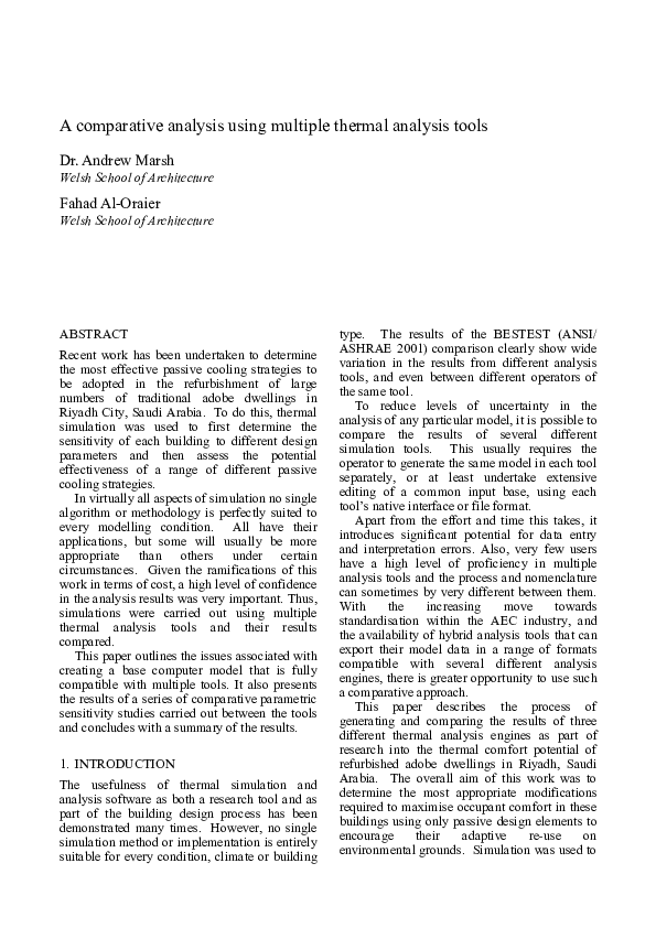 (PDF) A comparative analysis using multiple thermal analysis tools
